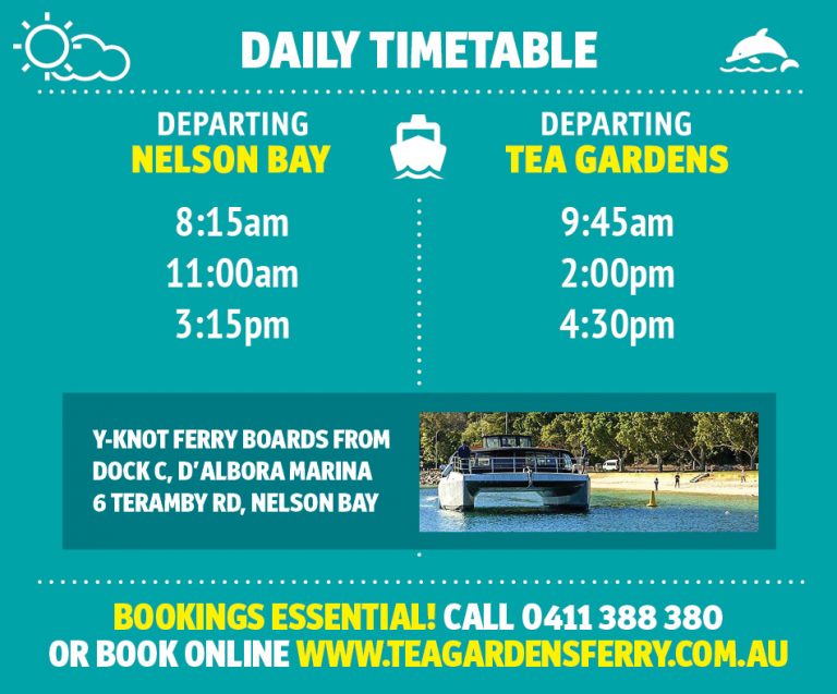 Ferry Timetable & Fares - Tea Gardens Ferry